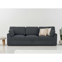 3-Sitzer Home Affaire "Citry", grau (anthrazit), B:233cm H:88cm T:86cm, 100% polyester, Sofas, Breite 233 cm, Chenille, mit Bettfunktion, Liegefl&auml;che 144x190 cm