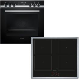 Siemens Induktions Herd-Set "PQ521DB2ZM", Standardmodul: A+ (A+++-D), grau (edelstahl), Herdsets, Backwagen mit ausziehbarer Tür für bequemes Kochen & Backen, Topseller