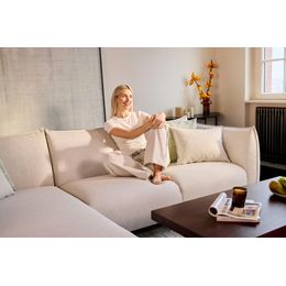Ecksofa "Adelita mit Ottomane links oder rechts bestellbar, B/H/T 270/97/168", beige (creme), B:269cm H:97cm T:168cm, 100% Polyester, LeGer Home by Lena Gercke, Sofas, Ecksofa, L-Form mit Wellenunterfederung, enth&auml;lt 2 Zierkissen
