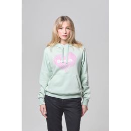 Kapuzensweatshirt Bench. "MIAO_HOODY", Damen, Gr. 38, gr&uuml;n (light sage), Sweatware, Obermaterial: 60% Baumwolle, 40% Polyester, bedruckt, Rundhals, Rippb&uuml;ndchen mit Daumenl&ouml;chern, Sweatshirts