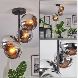 hofstein Koyoto Deckenleuchte Glas 15 cm Chrom, Rauchfarben, 4-flammig