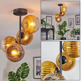 hofstein Koyoto Deckenleuchte Glas 15 cm Gold, Klar, 4-flammig