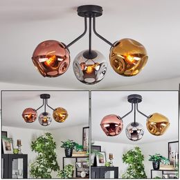 hofstein Ripoll Deckenleuchte Glas 15 cm Chrom, Gold, Kupferfarben, Rauchfarben, 3-flammig