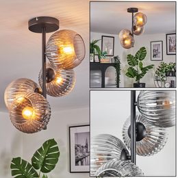 hofstein Koyoto Deckenleuchte Glas 15 cm Klar, Rauchfarben, 4-flammig