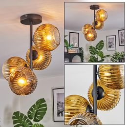 hofstein Ripoll Deckenleuchte Glas 15 cm Gold, Klar, 4-flammig