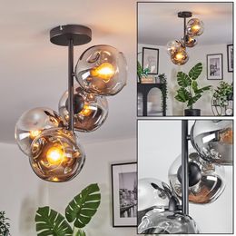 hofstein Ripoll Deckenleuchte Glas 15 cm Chrom, Klar, Rauchfarben, 4-flammig