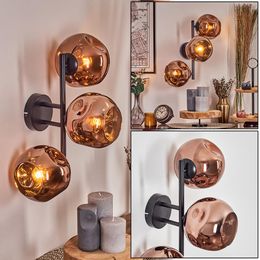 hofstein Ripoll Wandleuchte Glas 15 cm Kupferfarben, 3-flammig
