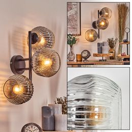 hofstein Ripoll Wandleuchte Glas 15 cm Klar, Rauchfarben, 3-flammig