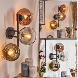 hofstein Koyoto Wandleuchte Glas 15 cm Gold, Klar, Kupferfarben, Rauchfarben, 3-flammig