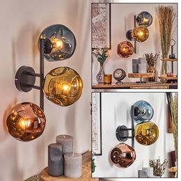 hofstein Ripoll Wandleuchte Glas 15 cm Blau, Gold, Kupferfarben, 3-flammig