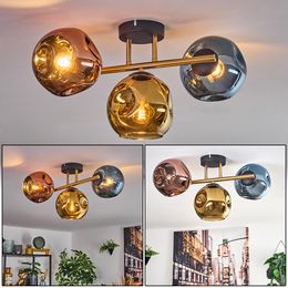 hofstein Ripoll Deckenleuchte Glas 15 cm Gold, Schwarz, 3-flammig