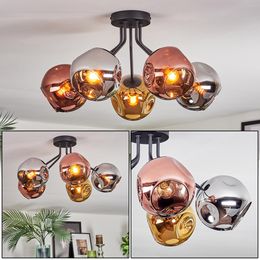 hofstein Ripoll Deckenleuchte Glas 15 cm Chrom, Gold, Kupferfarben, Rauchfarben, 5-flammig