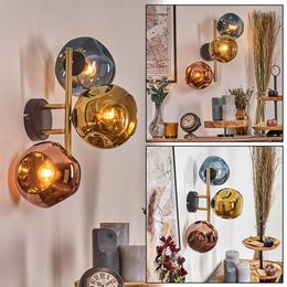 hofstein Ripoll Wandleuchte Glas 15 cm Gold, Schwarz, 3-flammig