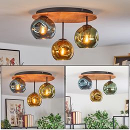 hofstein Ripoll Deckenleuchte Glas 15 cm Naturfarben, Schwarz, 3-flammig