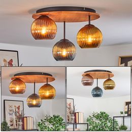 hofstein Koyoto Deckenleuchte Glas 15 cm Naturfarben, Schwarz, 3-flammig