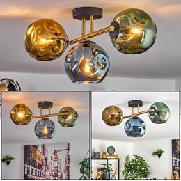 hofstein Ripoll Deckenleuchte Glas 15 cm Gold, Schwarz, 3-flammig