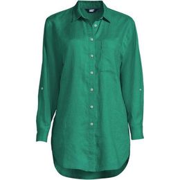 LANDS' END Tunikahemd aus Leinen mit Roll&auml;rmeln, Damen,  Gr&uuml;n, Leinen, by Lands' End