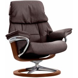 Relaxsessel stressless "Ruby", braun (braun batick), B:76cm H:100cm T:75cm, Leder PALOMA: durchgef&auml;rbtes Semianilin-M&ouml;belleder;Leder BATICK: durchgef&auml;rbtes und genarbtes M&ouml;belleder, Sessel, Relaxsessel, mit Signature Base, Gr&ouml;&szlig;e S, Gestell Eiche, Wenge, Braun & Schwarz