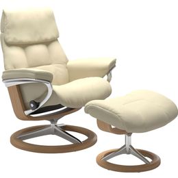 Relaxsessel stressless "Ruby", beige (vanilla paloma), B:76cm H:100cm T:75cm, Leder PALOMA: durchgef&auml;rbtes Semianilin-M&ouml;belleder;Leder BATICK: durchgef&auml;rbtes und genarbtes M&ouml;belleder, Sessel, Relaxsessel, mit Signature Base, Gr&ouml;&szlig;e S, Gestell Eiche, Wenge, Braun & Schwarz