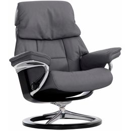 Relaxsessel stressless "Ruby", grau (grau batick), B:76cm H:100cm T:75cm, Leder PALOMA: durchgef&auml;rbtes Semianilin-M&ouml;belleder;Leder BATICK: durchgef&auml;rbtes und genarbtes M&ouml;belleder, Sessel, Relaxsessel, mit Signature Base, Gr&ouml;&szlig;e S, Gestell Eiche, Wenge, Braun & Schwarz