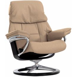 Relaxsessel stressless "Ruby", braun (latte batick), B:76cm H:100cm T:75cm, Leder PALOMA: durchgef&auml;rbtes Semianilin-M&ouml;belleder;Leder BATICK: durchgef&auml;rbtes und genarbtes M&ouml;belleder, Sessel, Relaxsessel, mit Signature Base, Gr&ouml;&szlig;e S, Gestell Eiche, Wenge, Braun & Schwarz