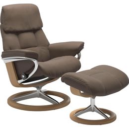 Relaxsessel stressless "Ruby", braun (mole batick), B:76cm H:100cm T:75cm, Leder PALOMA: durchgef&auml;rbtes Semianilin-M&ouml;belleder;Leder BATICK: durchgef&auml;rbtes und genarbtes M&ouml;belleder, Sessel, Relaxsessel, mit Signature Base, Gr&ouml;&szlig;e S, Gestell Eiche, Wenge, Braun & Schwarz