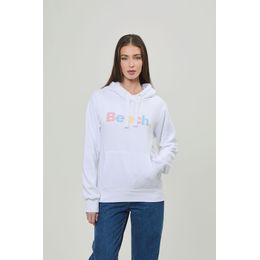 Kapuzensweatshirt Bench. "ELIO_HOODY", Damen, Gr. 38, wei&szlig;, Sweatware, Obermaterial: 60% Baumwolle, 40% Polyester, bedruckt, Rundhals, Rippb&uuml;ndchen mit Daumenl&ouml;chern, Sweatshirts