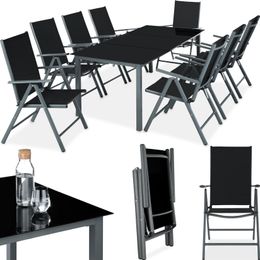 TecTake&reg; Aluminium Sitzgruppe, mit Aluminiumgestell, f&uuml;r 8 Personen, UV-best&auml;ndig, Tisch mit Sicherheitsglasplatten und Ausgleichsschrauben