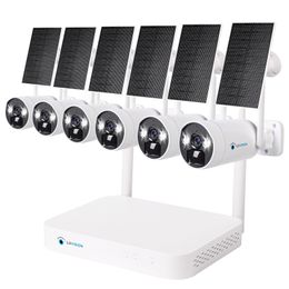 LUVISION Dual WLAN Solar Akku &Uuml;berwachungssystem 10 Kanal NVR 4MP &Uuml;berwachungskamera Set Mikrofon 6 Kameras