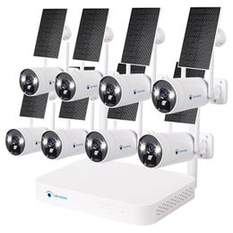 LUVISION Dual WLAN Solar Akku &Uuml;berwachungssystem 10 Kanal NVR 4MP &Uuml;berwachungskamera Set Mikrofon 8 Kameras