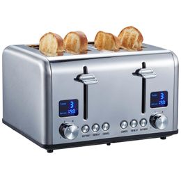 Steinborg 4 Scheiben Edelstahl Toaster mit Br&ouml;tchenaufsatz 1630W