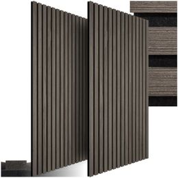 TecTake&reg; Akustikpaneele, Holzoptik in Eiche grau, MDF und Echtholzfurnier, je 60 x 120 x 2,1 cm, Gr&ouml;&szlig;e flexibel anpassbar