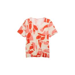 Tom Tailor Damen Plus Size - Crinkle T-Shirt mit Muster, rot, Gemustert, Gr. 46