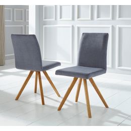 Schalenstuhl Home Affaire "Rio", blau (graublau, eiche natur geölt), B:46cm H:91cm T:63cm, Polyester, Stühle, Bezug in Kunstleder oder Strukturstoff und das Gestell ist Eiche geölt