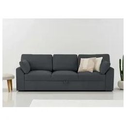 3-Sitzer Home Affaire "Citry", grau (anthrazit), B:233cm H:88cm T:86cm, 100% polyester, Sofas, Breite 233 cm, Chenille, mit Bettfunktion, Liegefläche 144x190 cm
