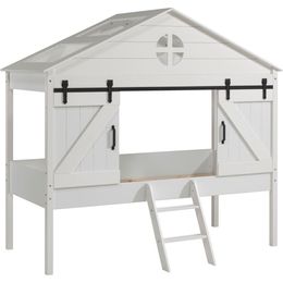 58 aufm Kessel Scheunenbett Kamilia 218x137x202 Kinderbett MDF Weiß