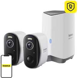 Baseus N1 Plus 2K Outdoor-Kamera-Set (Weiß)