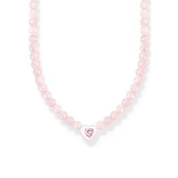 Thomas Sabo Choker »Choker Herz mit pinken Perlen, KE2181-035-9-L42V« mit Rosenquarz, Zirkonia (synth.) silberfarben-pink 42 Pop Colours: Choker...