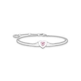 Thomas Sabo Armband »Herz mit pinkem Stein, A2091-041-9-L19V« mit Zirkonia (synth.) und Emaille silberfarben-pink + pink 19 Pop Colours: Armband...