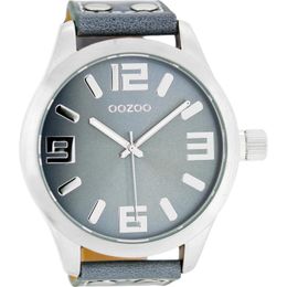 Oozoo Quarzuhr »C1010« Armbanduhr, Herrenuhr, Lederarmband, Ø 51mm grau Modische Herrenarmbanduhr