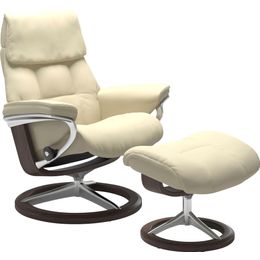 Relaxsessel stressless "Ruby", beige (vanilla paloma), B:78cm H:100cm T:76cm, Leder PALOMA: durchgef&auml;rbtes Semianilin-M&ouml;belleder;Leder BATICK: durchgef&auml;rbtes und genarbtes M&ouml;belleder, Sessel, Relaxsessel, mit Signature Base, Gr&ouml;&szlig;e M, Gestell Eiche, Wenge, Braun & Schwarz