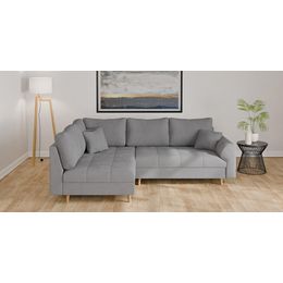 Ecksofa Home Affaire "CHARRE L-Form mit Ottomane, Ma&szlig;e B/T/H: 231/161/81 cm", grau, B:231cm H:81cm T:161cm, 92% Polyester, 8% Nylon, Sofas, Ecksofa, feine Steppung, lose R&uuml;cken- und Zierkissen, auch in Cord und Boucl&eacute;, Topseller