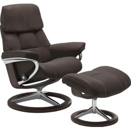 Relaxsessel stressless "Ruby", braun (braun batick), B:78cm H:100cm T:76cm, Leder PALOMA: durchgef&auml;rbtes Semianilin-M&ouml;belleder;Leder BATICK: durchgef&auml;rbtes und genarbtes M&ouml;belleder, Sessel, Relaxsessel, mit Signature Base, Gr&ouml;&szlig;e M, Gestell Eiche, Wenge, Braun & Schwarz