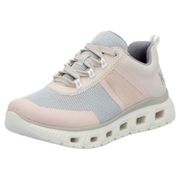 Sneaker RIEKER SPORT, Damen, Gr. 38, beige (hellbeige kombiniert), Lederimitat, Textil, Schuhe Sneaker, in veganer Verarbeitung, Freizeitschuh, Halbschuh, Schnürschuh