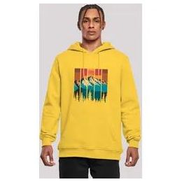 Kapuzenpullover F4NT4STIC "Berg Sonnenuntergang Retro", Herren, Gr. XL, gelb (taxi gelb), Obermaterial: 65% Baumwolle, 35% Polyester, slim fit, Pullover, Premium Qualität