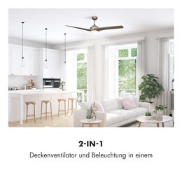 Klarstein Figo 2-in-1-Deckenventilator Lampe &Oslash;132cm 10039m&sup3;/h 51dB Fernbedienung Titan