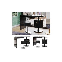 VICCO Schminktisch Lara Schwarz Hochglanz 120 cm mit Hocker