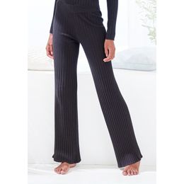 Homewearhose French Connection, Damen, Gr. 36/38, N-Gr, schwarz, Rippstrick, Obermaterial: 50% Viskose (LENZING&trade; ECOVERO&trade;), 28% Polyester, 22% Polyamid, unifarben, bequem lang, Hosen, mit elastischem B&uuml;ndchen, Loungewear