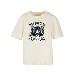 F4NT4STIC T-shirt 'K&auml;tzchen You Gotta Be Kitten Me!' Damen Gr&ouml;&szlig;e S ecru / grau / schwarz / wei&szlig;