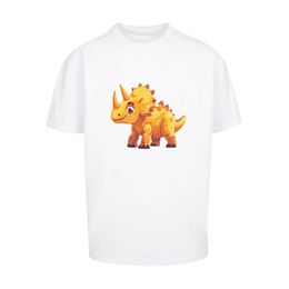 F4NT4STIC T-Shirt 'S&uuml;&szlig;er Triceratops Dinosaurier' Herren Gr&ouml;&szlig;e M gelb / wei&szlig;